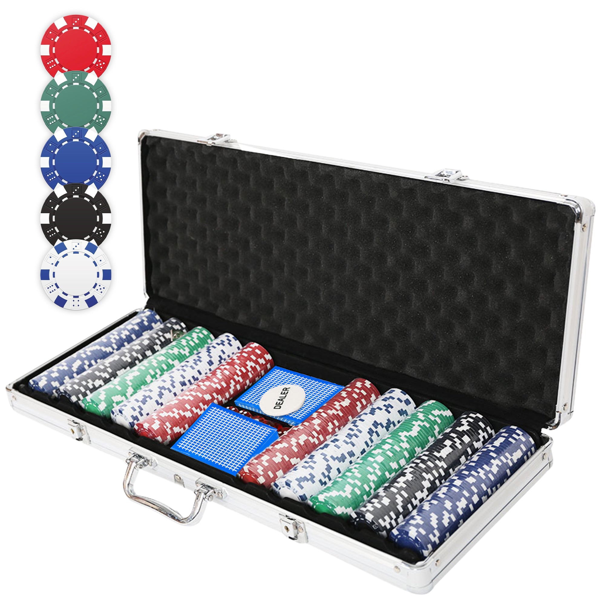 500Pc Poker Game Set with Carrying Case, Cards, Dice and 500 Casino Ch