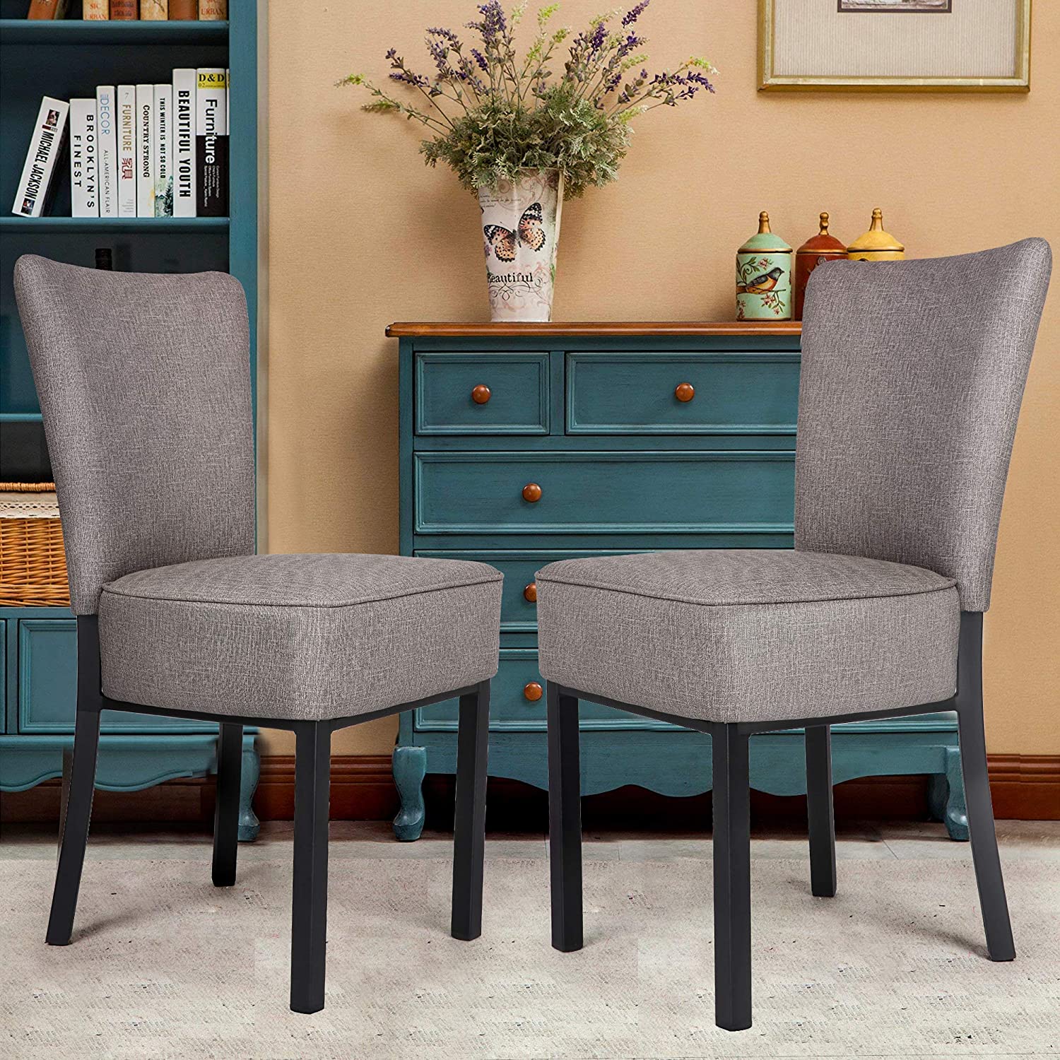 2 Set Kitchen Dining Chairs w/ Soft Cushion Modern Dining Room PU Leat