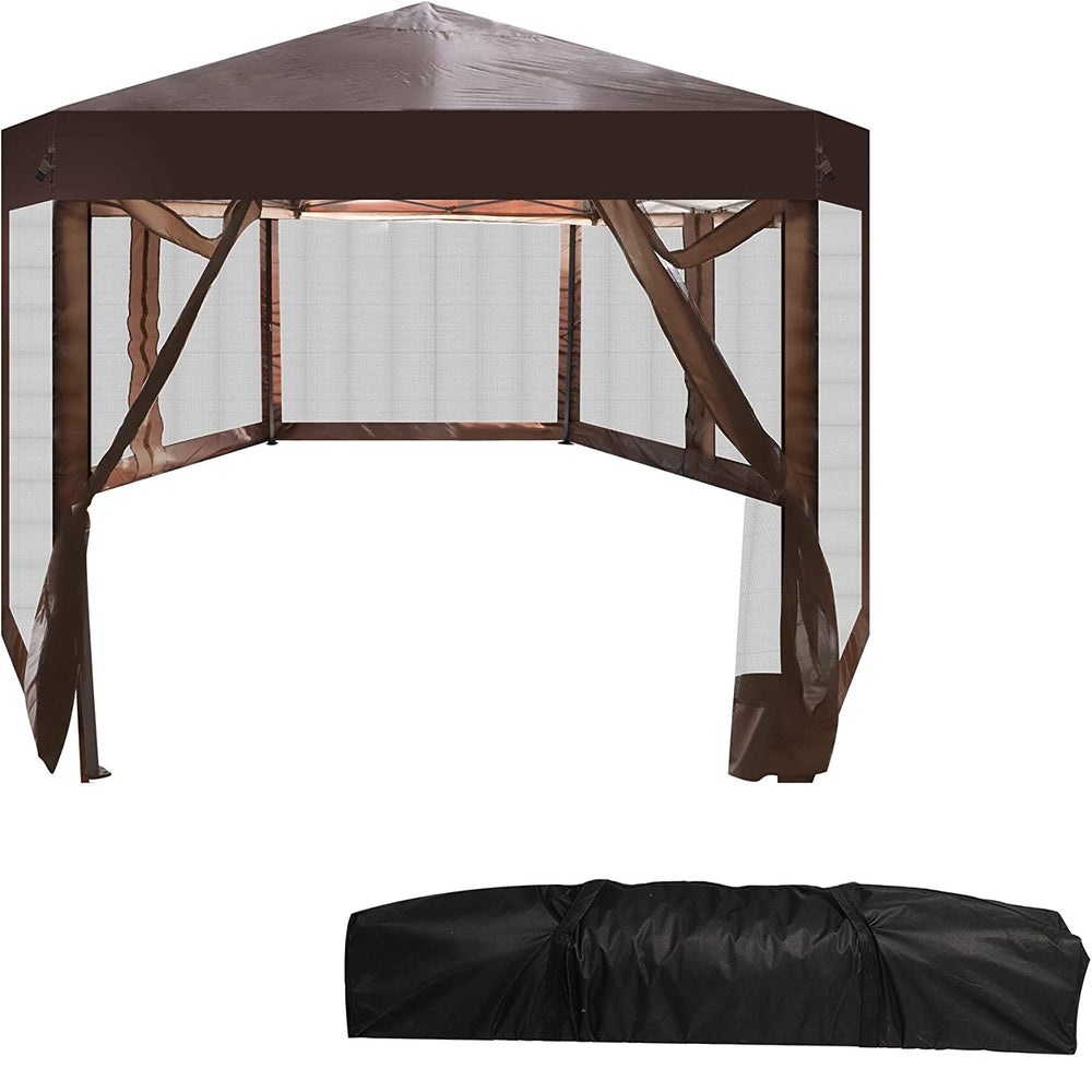 Outdoor Gazebo Patio Hexagonal Canopy Tent Sun Shade with Mosquito Net