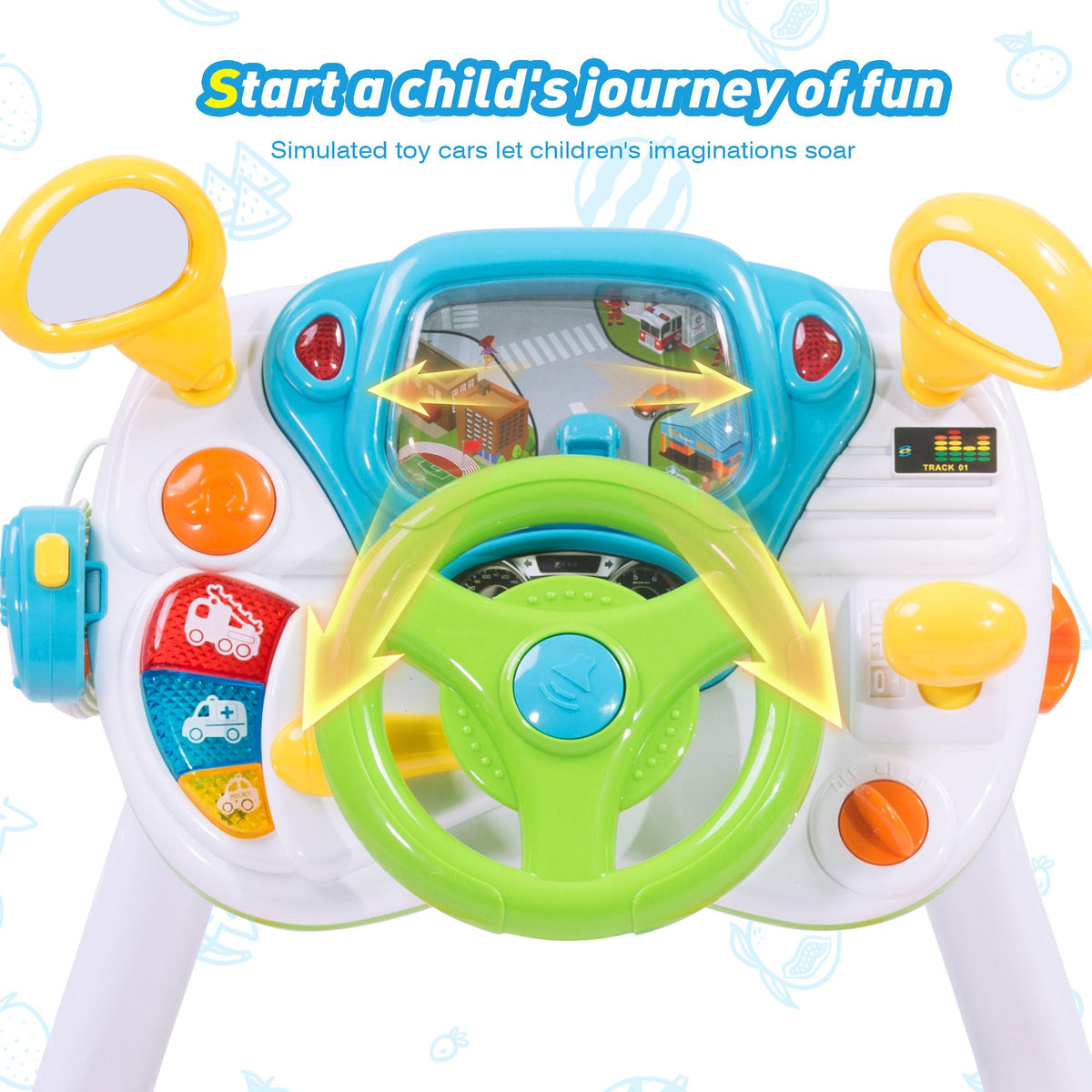 Kids Driving Simulate Ride on Toy Pretend Play Steering Wheel Toy for