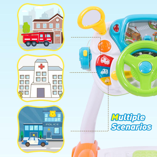 Kids Driving Simulate Ride on Toy Pretend Play Steering Wheel Toy for