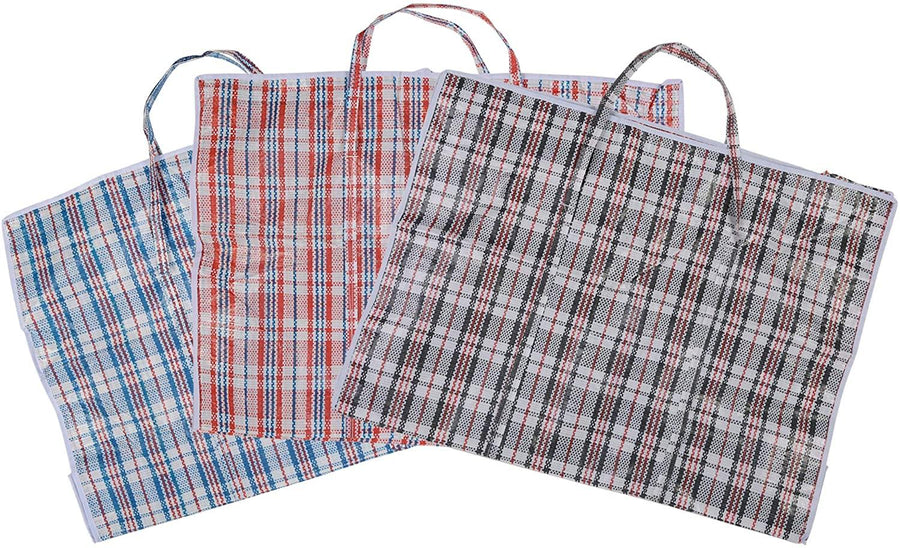 3PC Plastic Woven Storage Bag Moving Tote Clothes Laundry Travel Organ