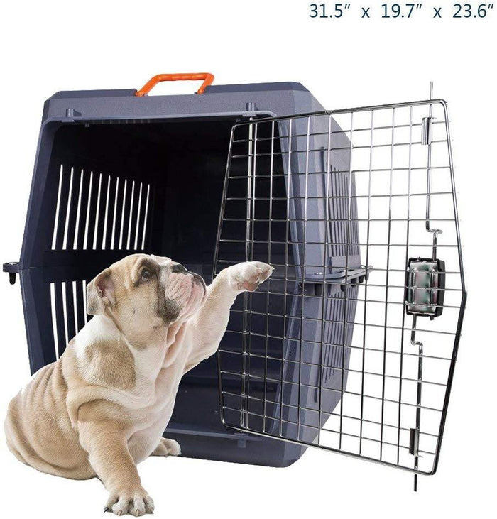 Plastic Cat & Dog Carrier Cage with Chrome Door Portable Pet Box Airli