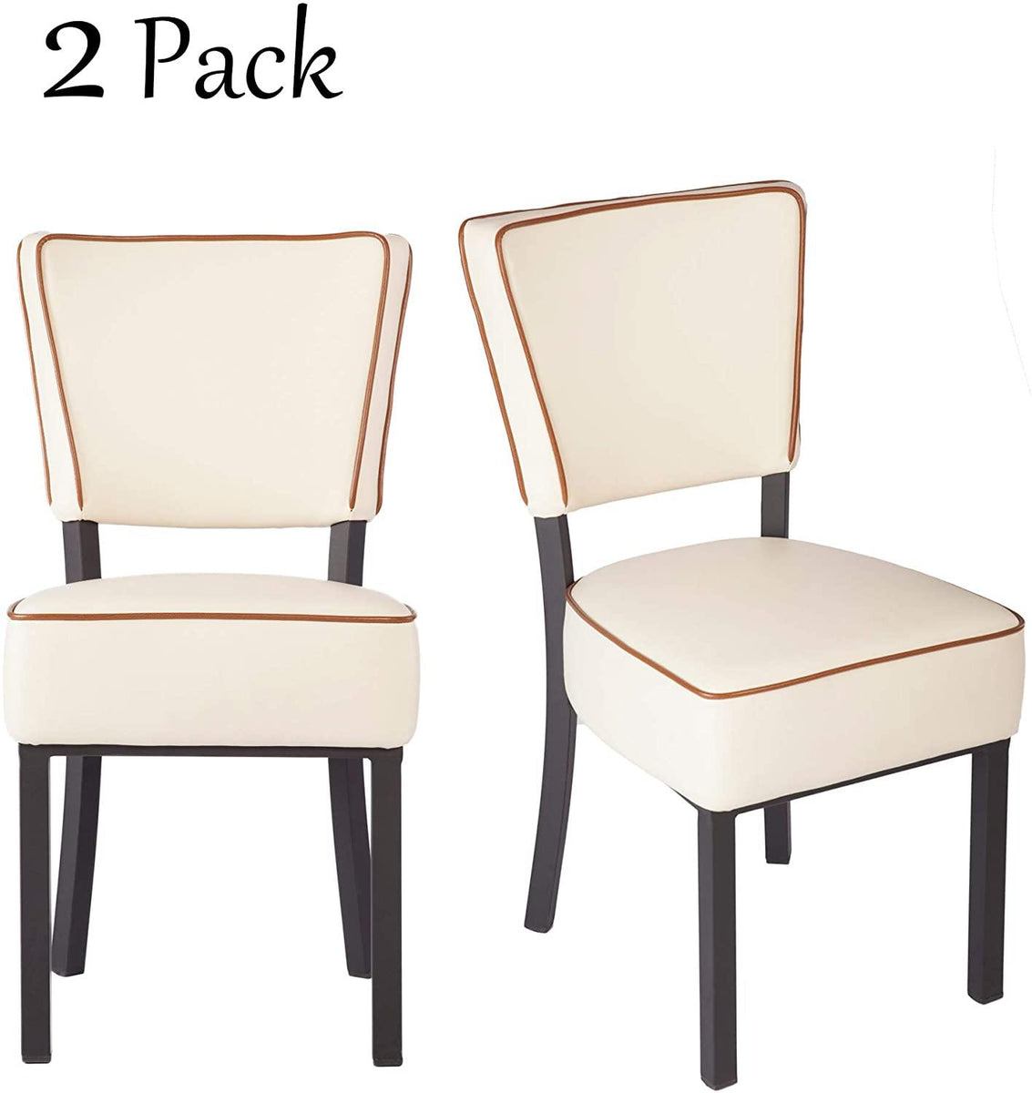 Leather Side Chair Set of 2 Kitchen Dining Room Chairs w/ Thick ...