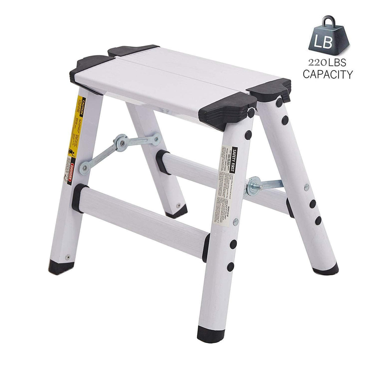 Aluminum 2-Step Stool Folding Double Sided Step Ladder Anti-Slip Sturdy ...