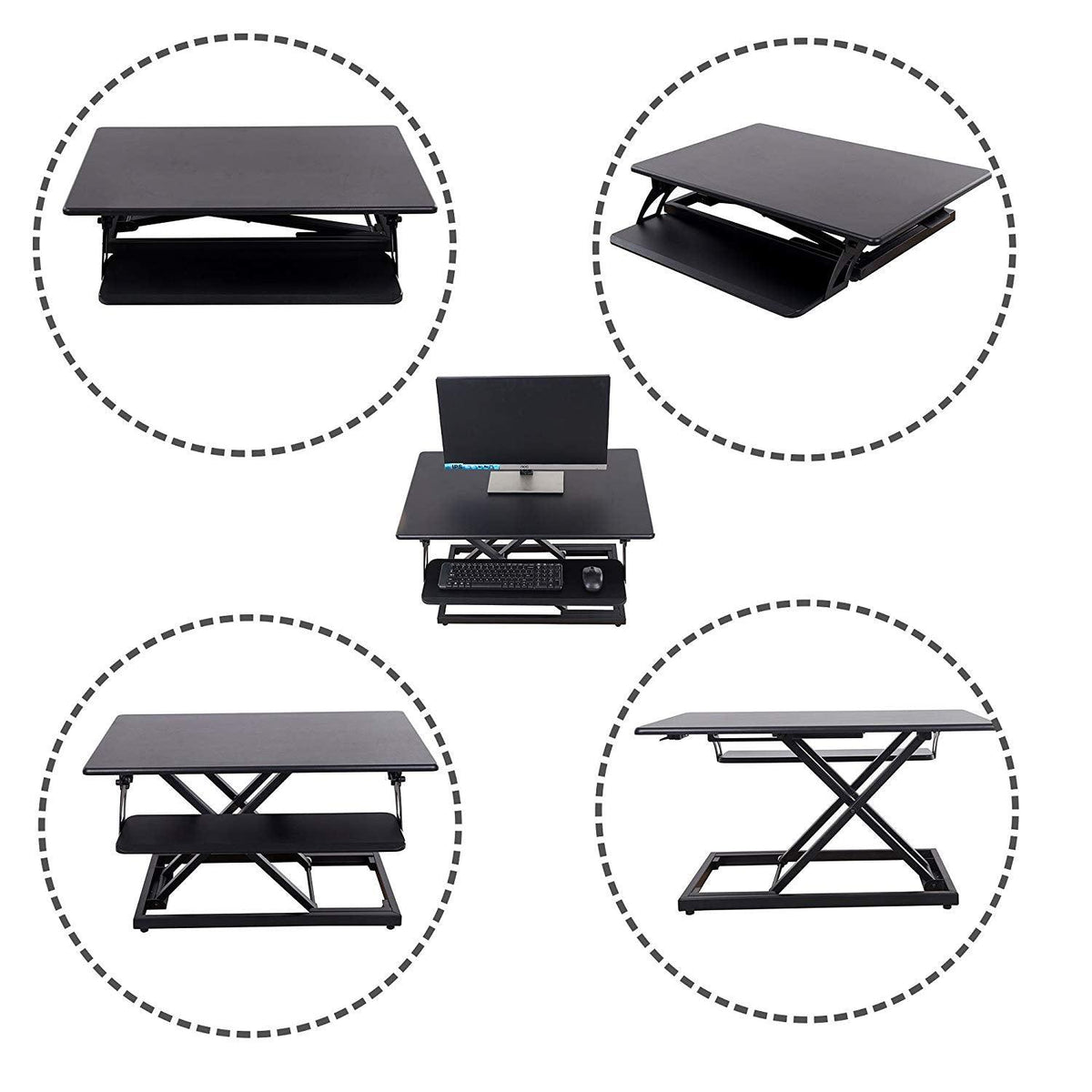 Standing Desk Height Adjustable Desk Riser Ergonomic 1-Click Tabletop ...