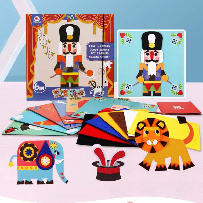 DIY Handmade Art Kits for Kids Fuzzy Felt Picture Sticky Mosaics 6 Tem
