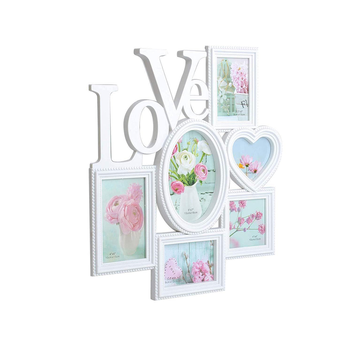 (Out of Stock) Collage Pictures Frames 6 Openings White Photo Holder w