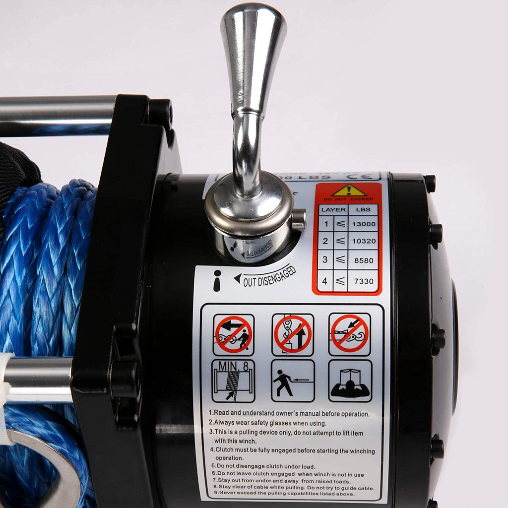 13000lbs Electric Winch 12V DC ATV Winch, Synthetic Rope with Wireless Handheld Remote ...