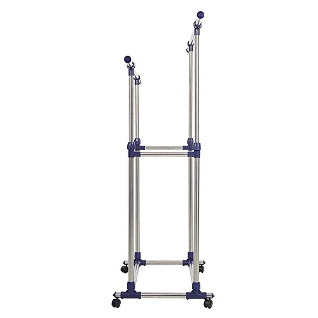 Adjustable Rolling Heavy Duty Garment Rack Double Rail Clothes Rack ...
