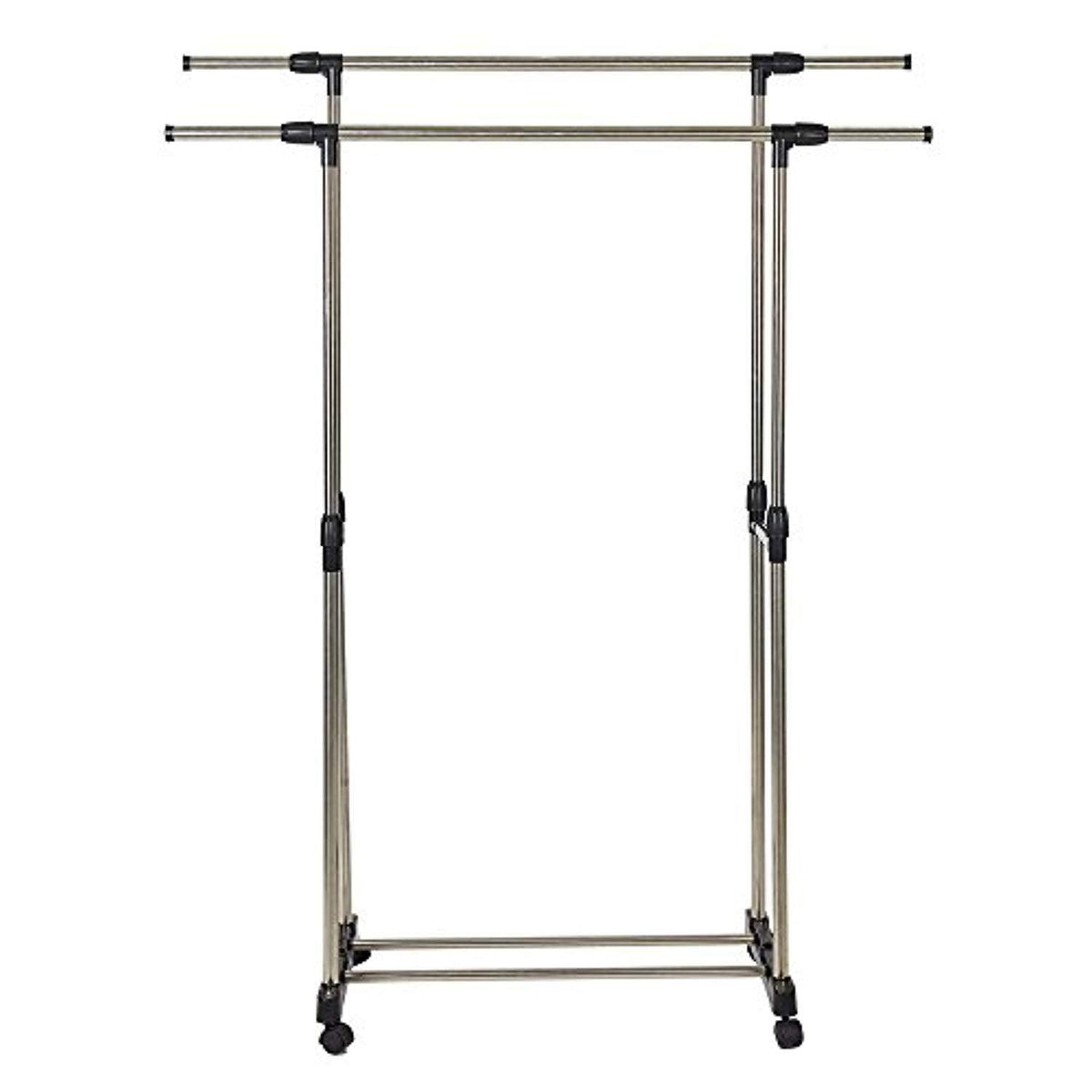 Adjustable Double Rail Heavy Duty Garment Rack Clothes Rack with Wheels ...
