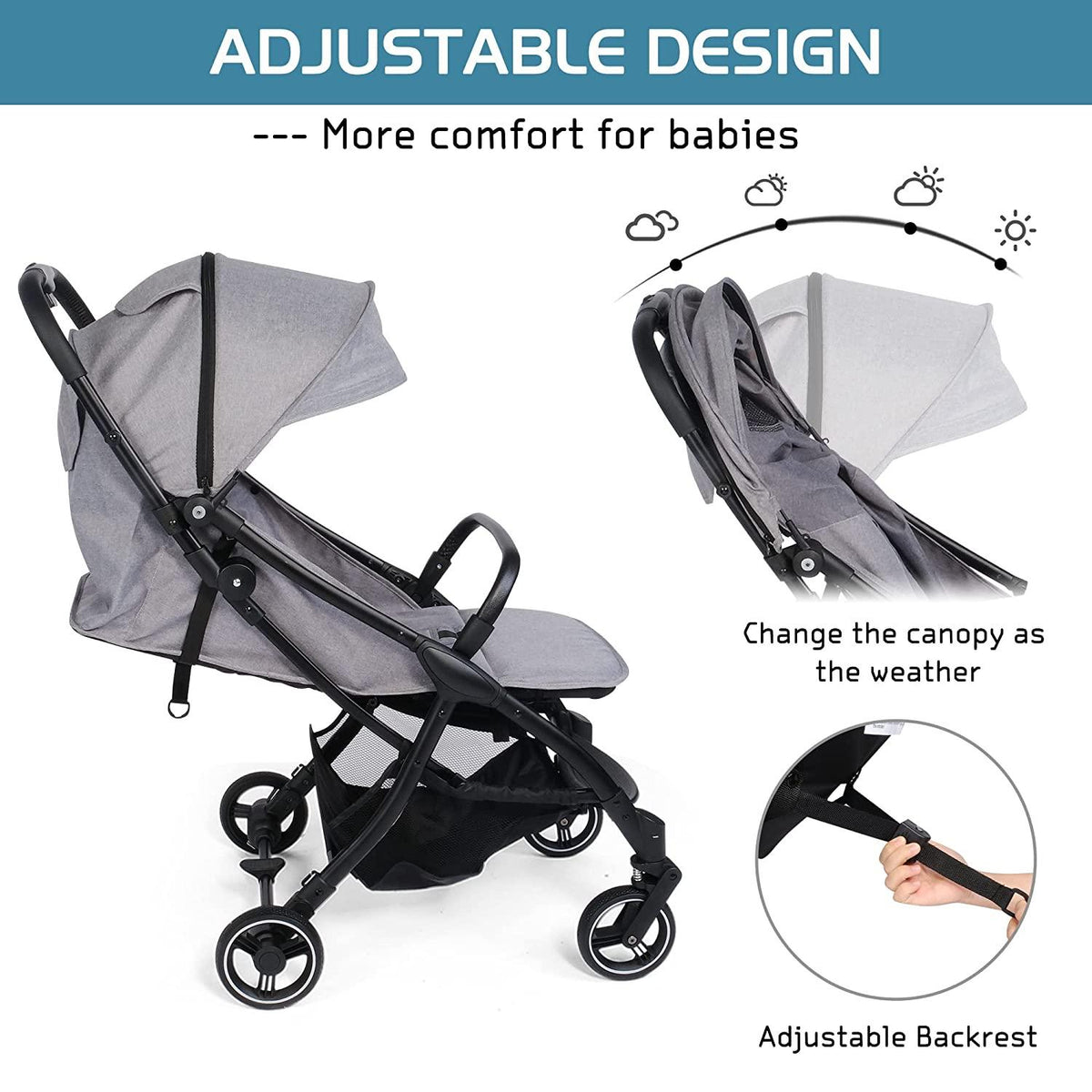 (Out of Stock) Compact Travel Baby Stroller for Airplane, One-Hand Fol
