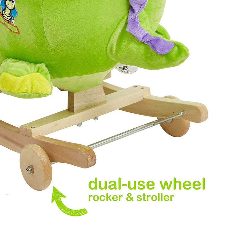 Rocking Horse Toys Baby 2-in-1 Wooden Plush Rocker Seat Ride-On Stroll