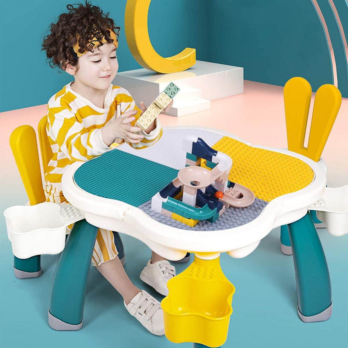 (Out of stock) Kids Multi Activity Table with 1 Rabbit Chair Set Build