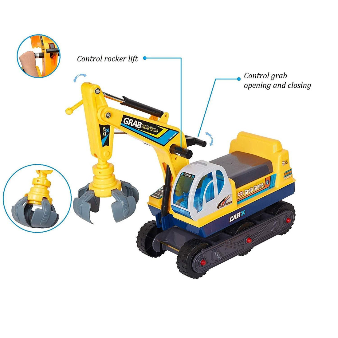 2-in-1 Kids Ride-on Crane Construction Grabber Toy with Engineering Ha