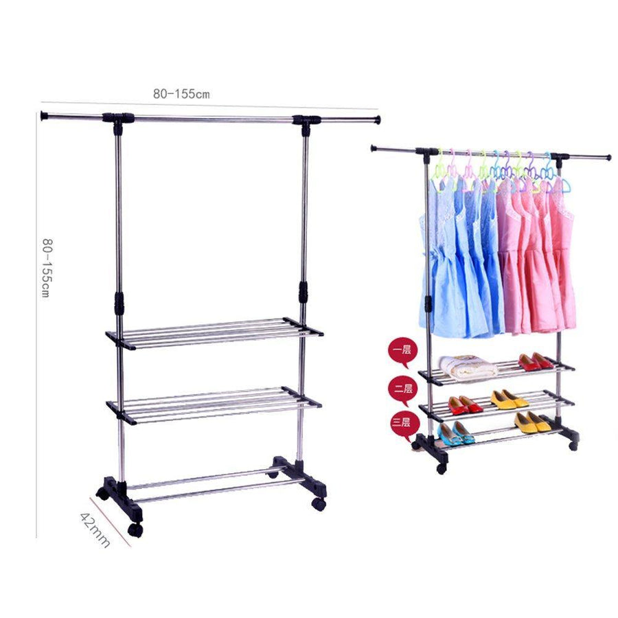 (Out of Stock) Portable Single Rod Extendable Clothes Rack Adjustable