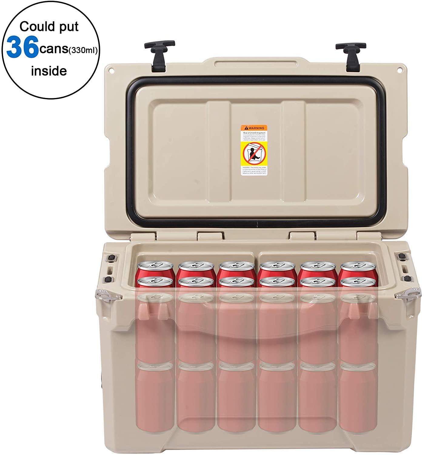 35QT Ice Cooler Rotomolded Insulated Coolers, Ice Chest with Built-in