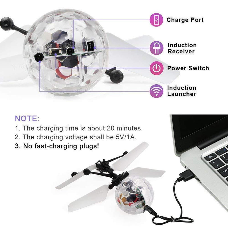 Flying Ball Infrared Induction Flying Toy for Kids Adults Built-in LED