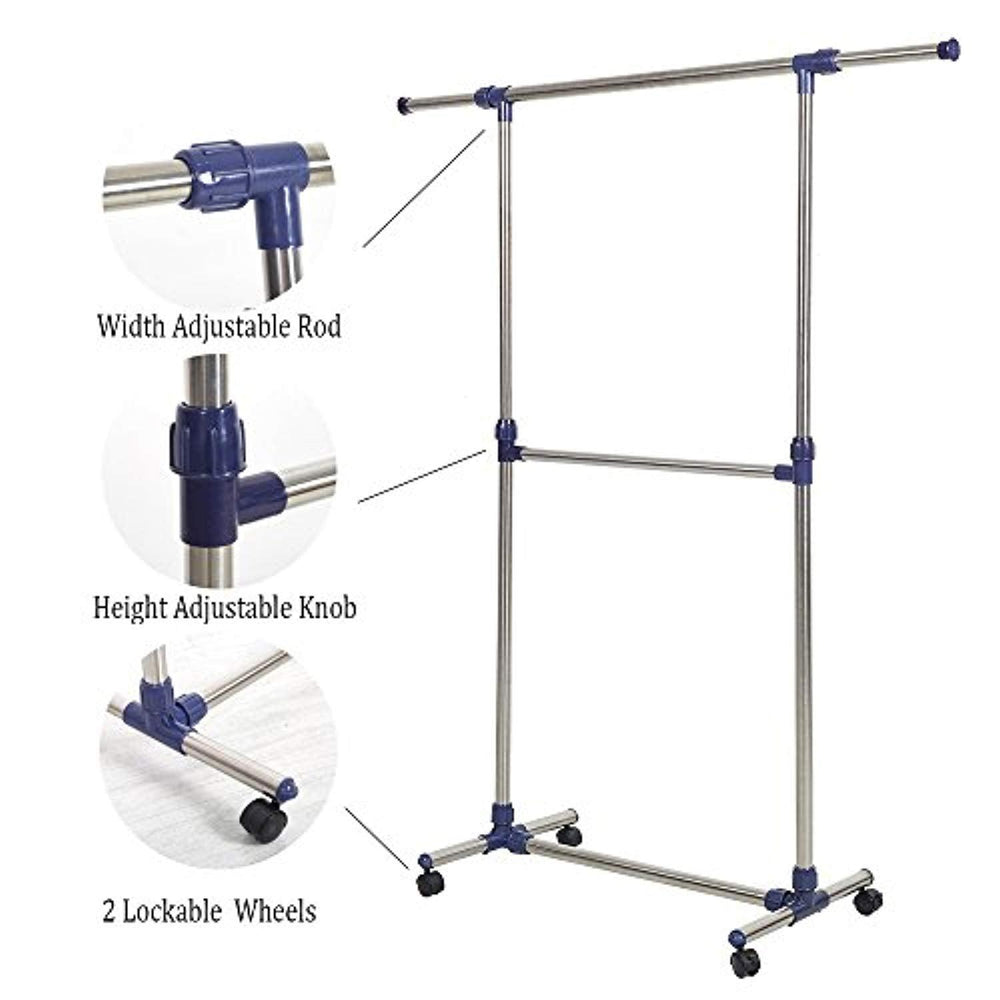 (Out of Stock) Single Rail Adjustable Clothes rack Lightweight Sturdy