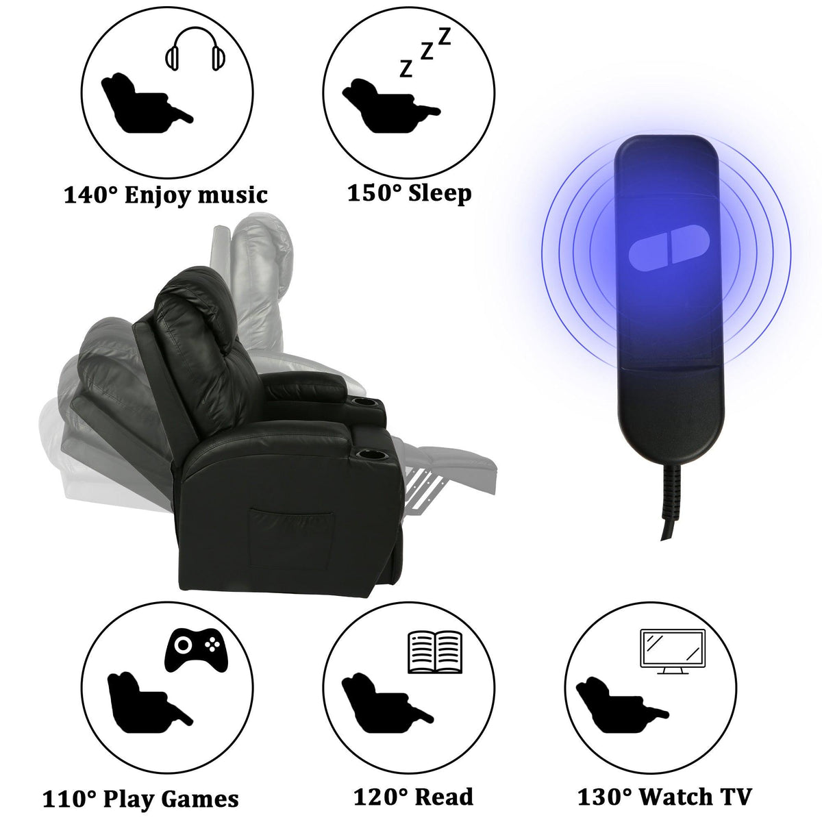 Electric Power Lift Leather Sofa Power Reclining Massage Chair for ...