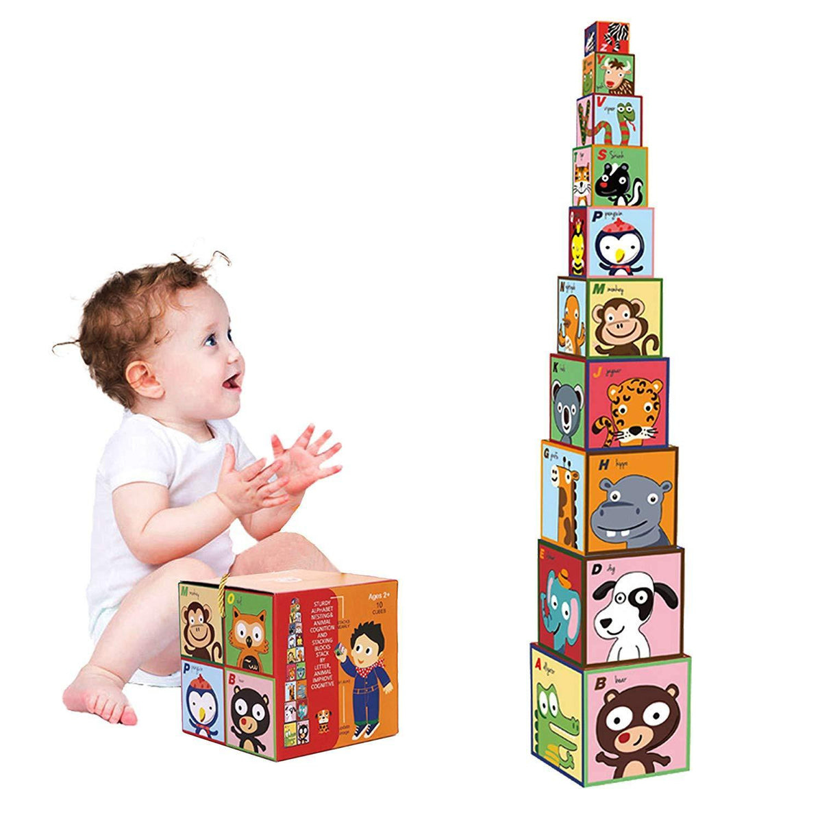 (Out of Stock) 10 Pieces Stacking Cubes Nesting Boxes Educational Toys