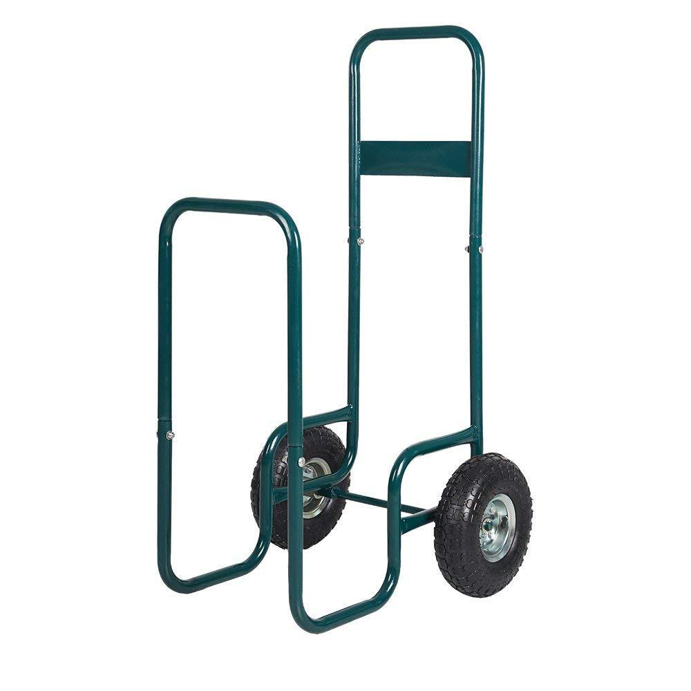 Rolling Wheeled Firewood Log Cart Portable Log Rack with Wheels for Ba