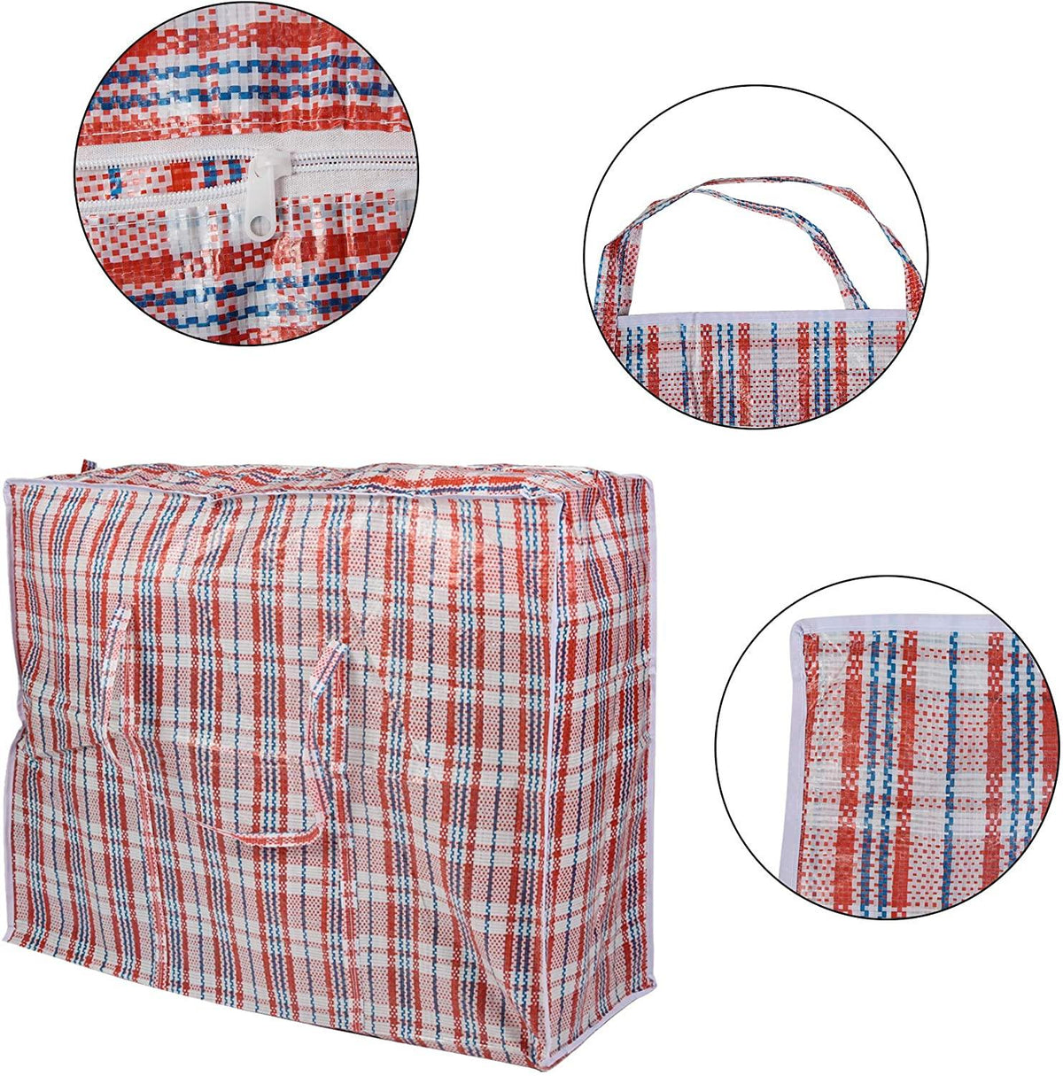 3PC Plastic Woven Storage Bag Moving Tote Clothes Laundry Travel Organ