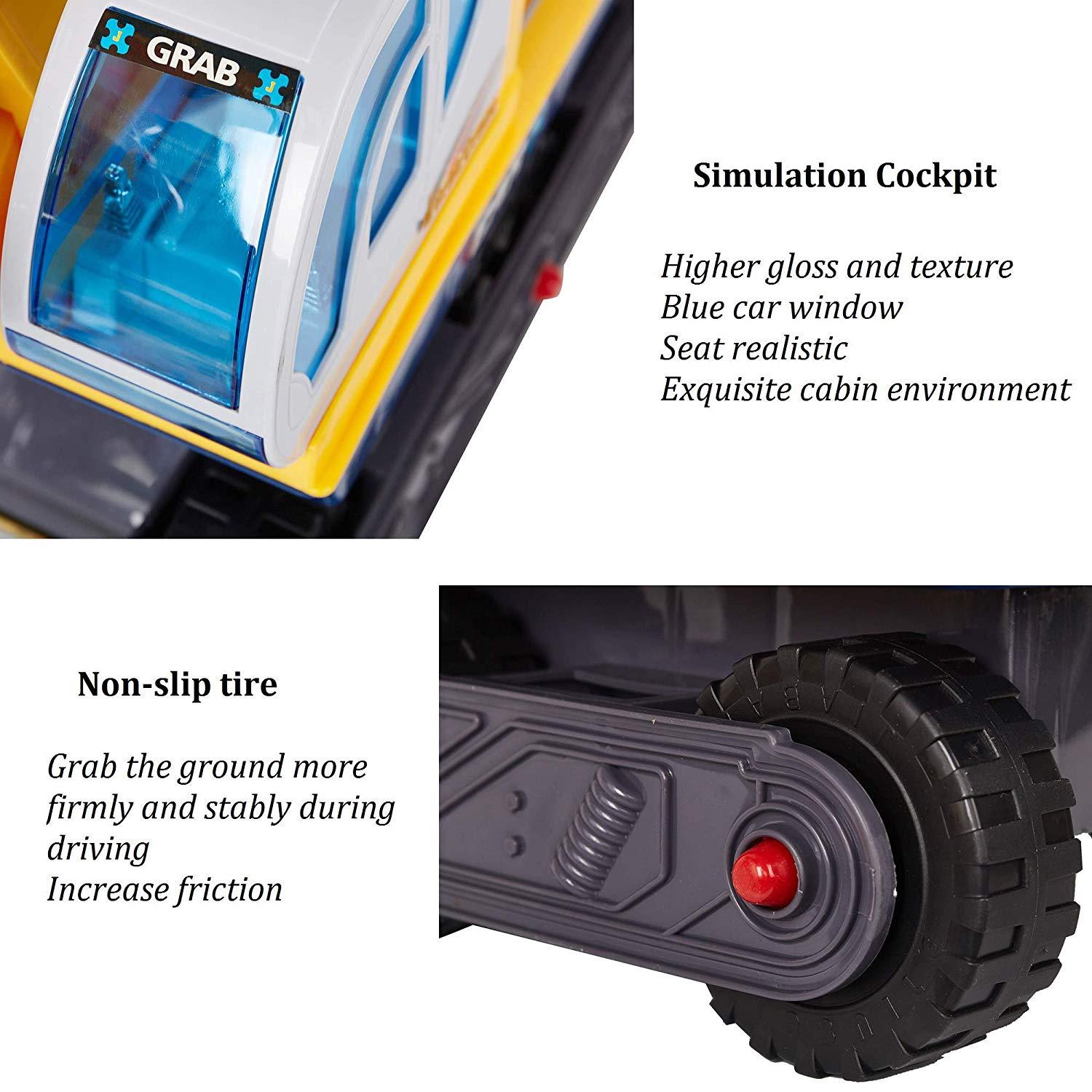 2-in-1 Kids Ride-on Crane Construction Grabber Toy with Engineering Ha