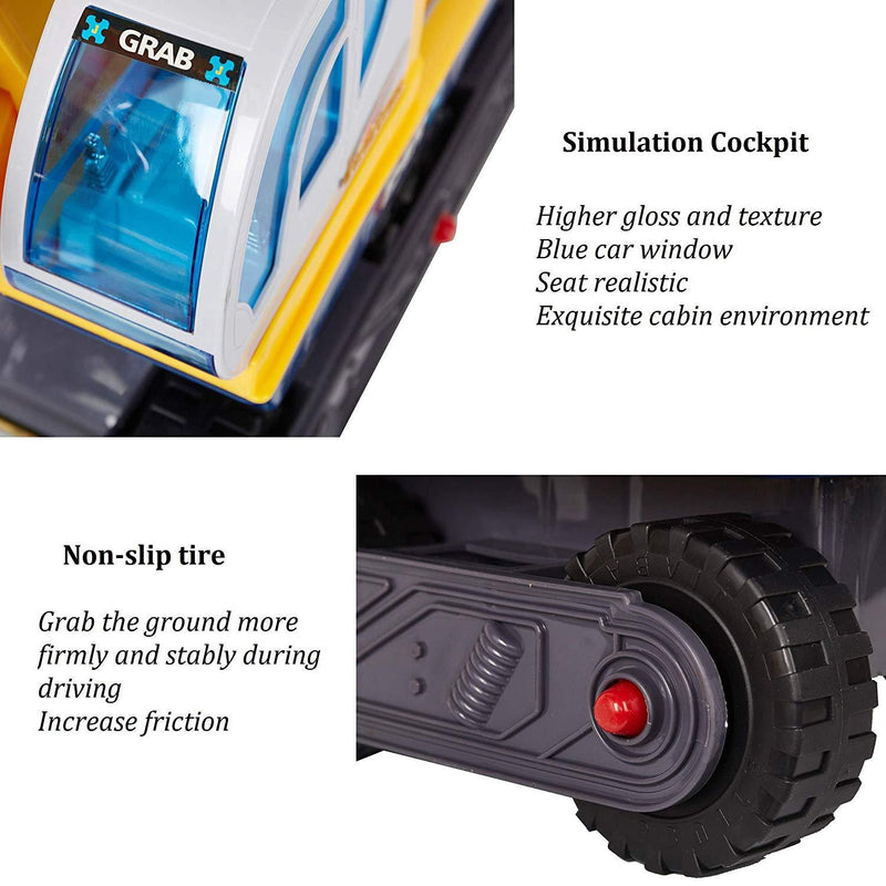 2-in-1 Kids Ride-on Crane Construction Grabber Toy with Engineering Ha