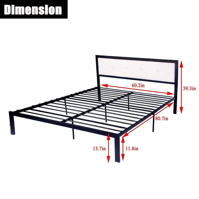 Modern Queen Size 9-Legs Stable Metal Bed Frame Full with Upholstered
