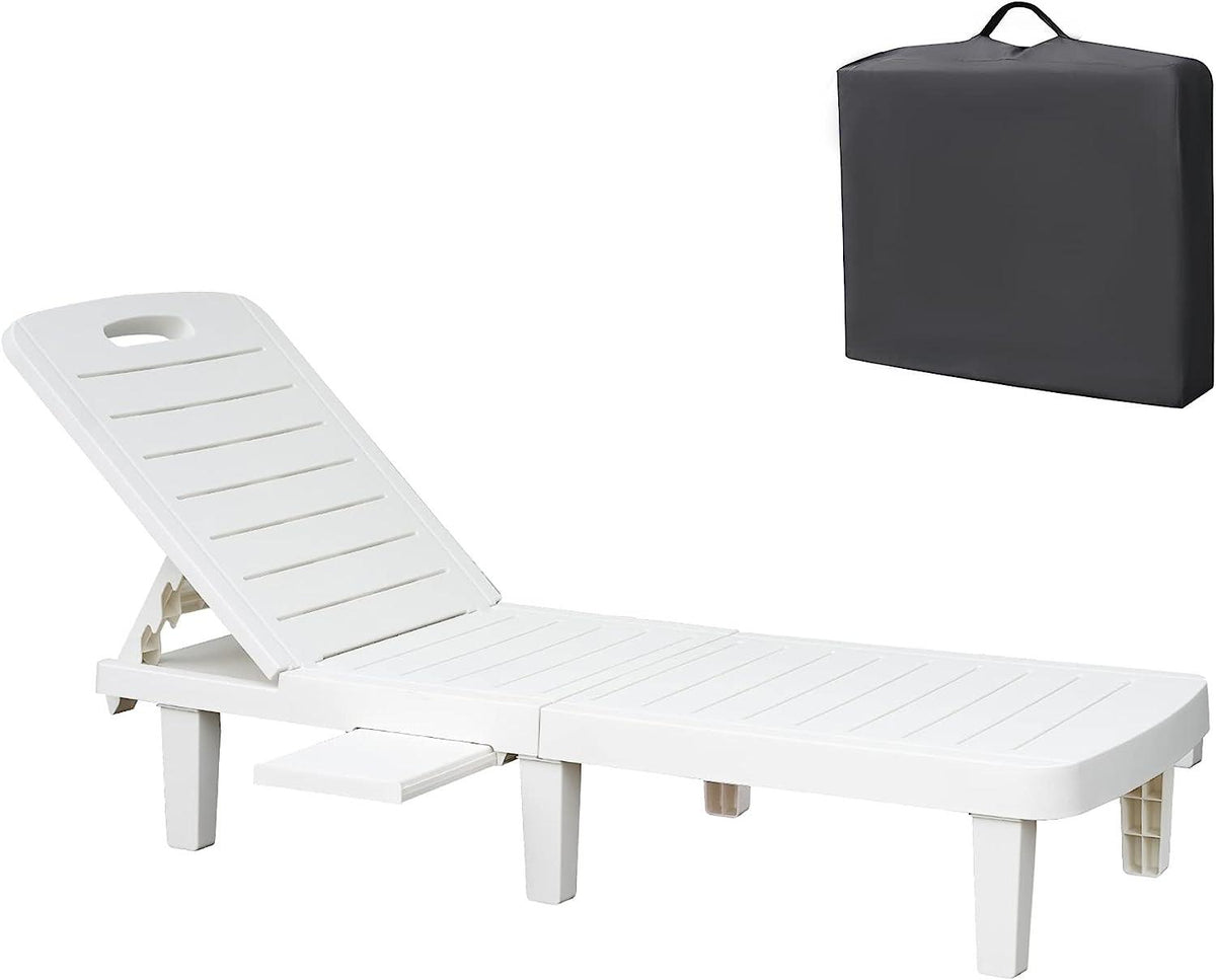 Chaise Lounge Chair Patio Sunbathing Chair with 4 Level Adjustable Bac