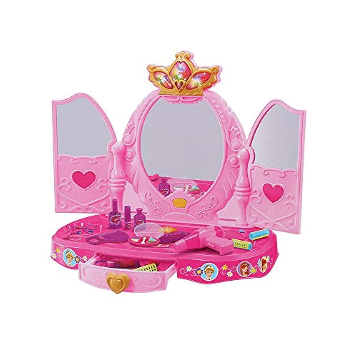 Pink Princess Pretend Play Dressing Table with Makeup Mirror,Music and ...