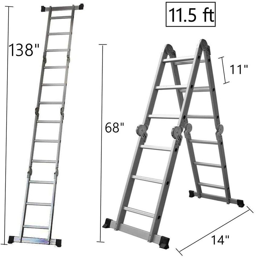 (Out of Stock) 11.5 Feet Folding Multi-Ladder 12 Step Aluminum Extenda