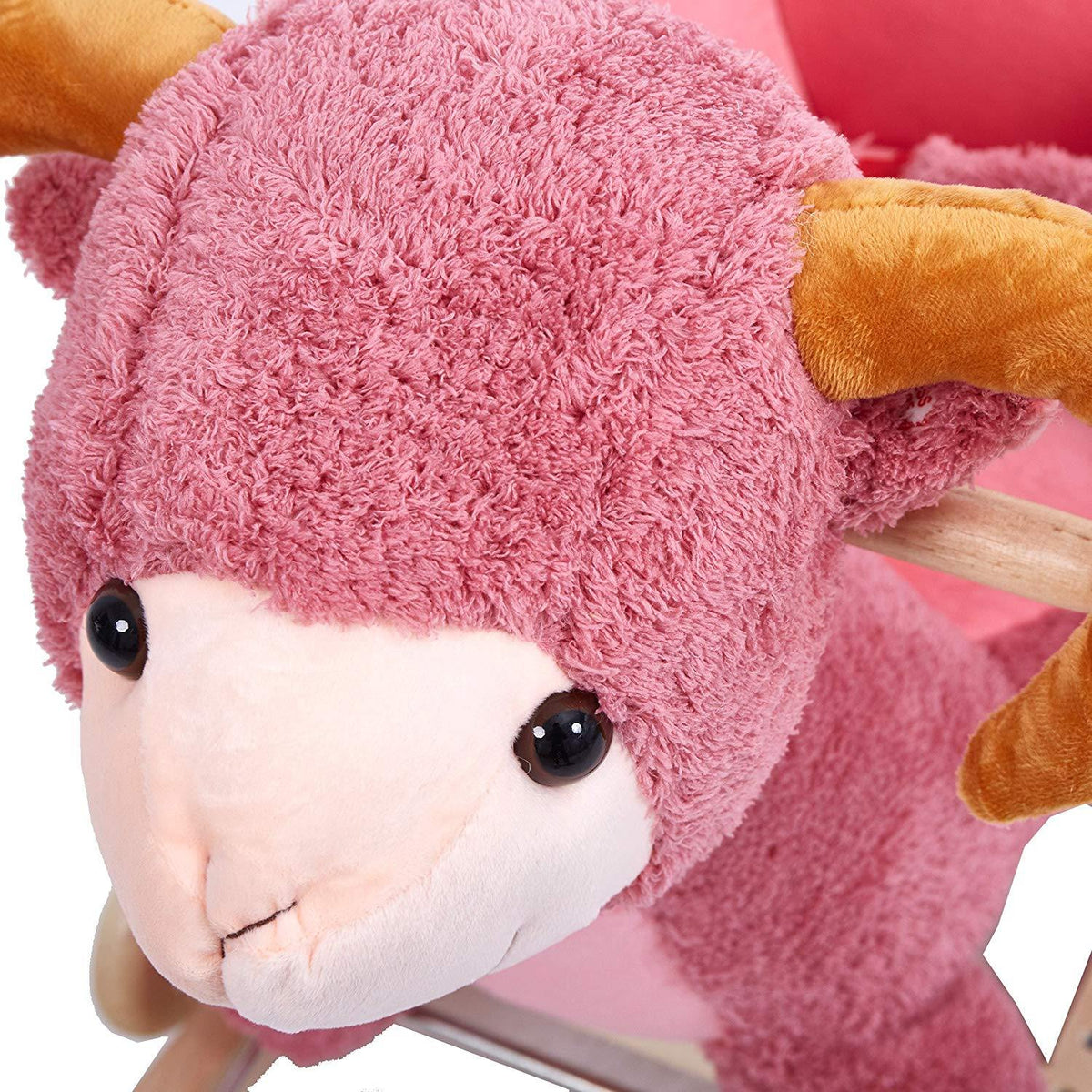 Toddler Rocking Horse Wooden Plush Rocking Chair 2 in 1 Rocker and Str