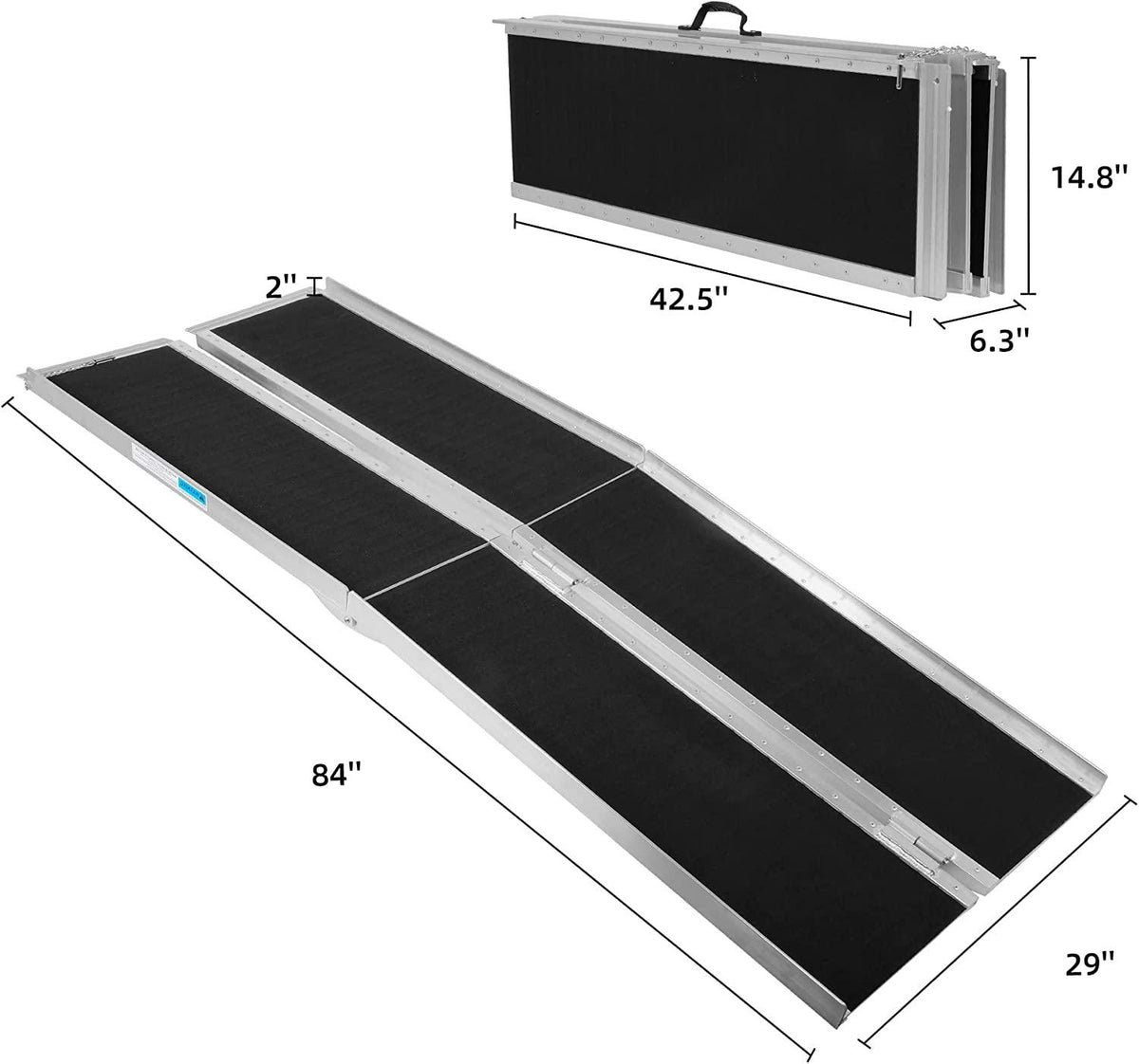 7FT Folding Aluminum Wheelchair Ramp with Handle, Utility Mobility Acc
