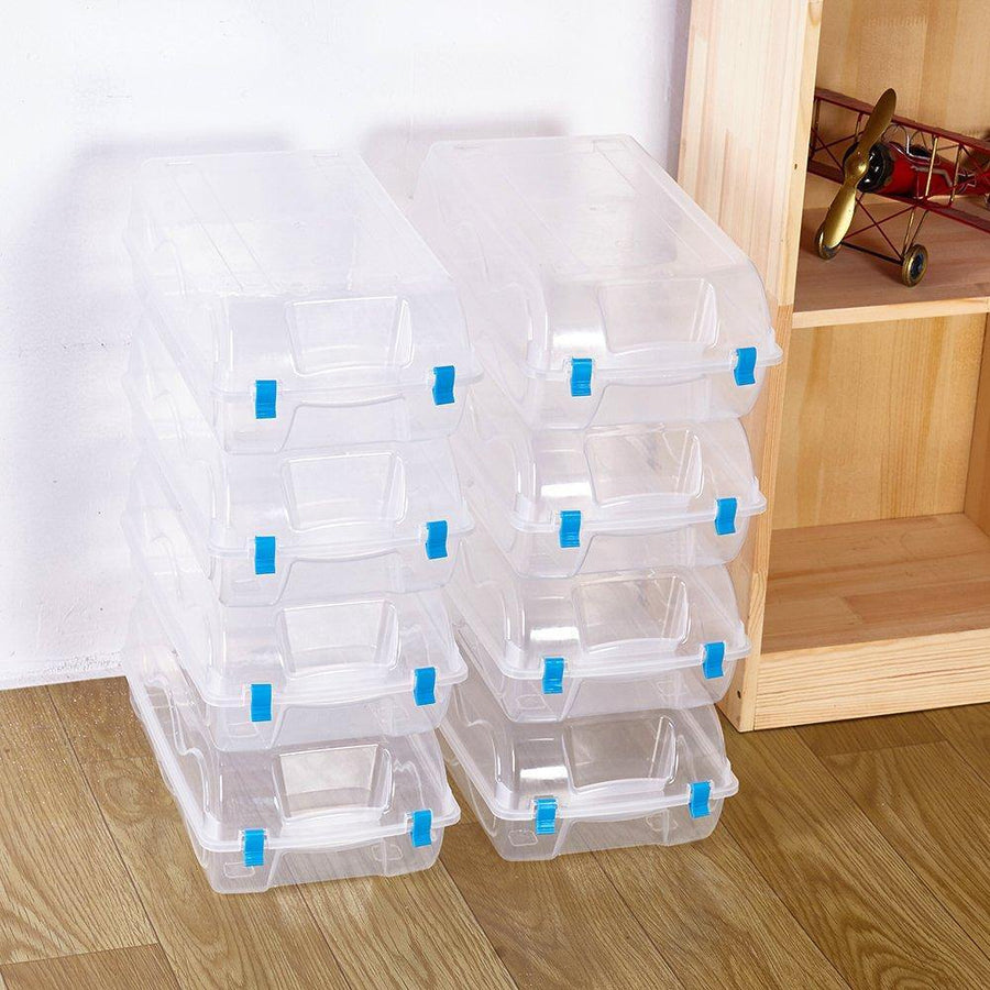 8 PCS Shoes Box Set Clear Plastic Storage Shoes Case Holder with Locke