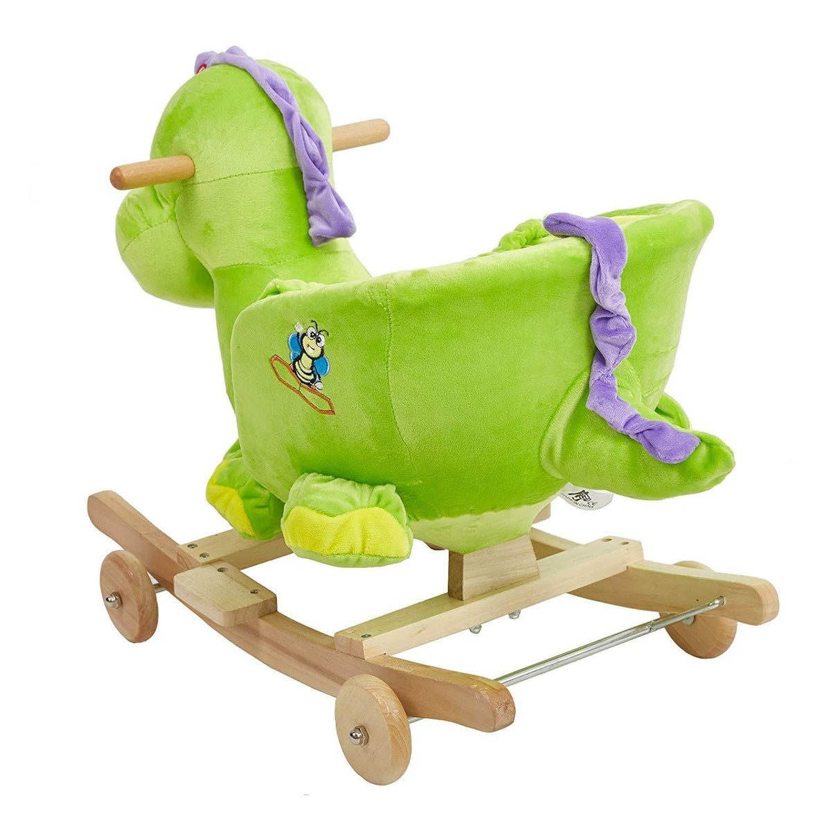 Rocking Horse Toys Baby 2-in-1 Wooden Plush Rocker Seat Ride-On Stroll