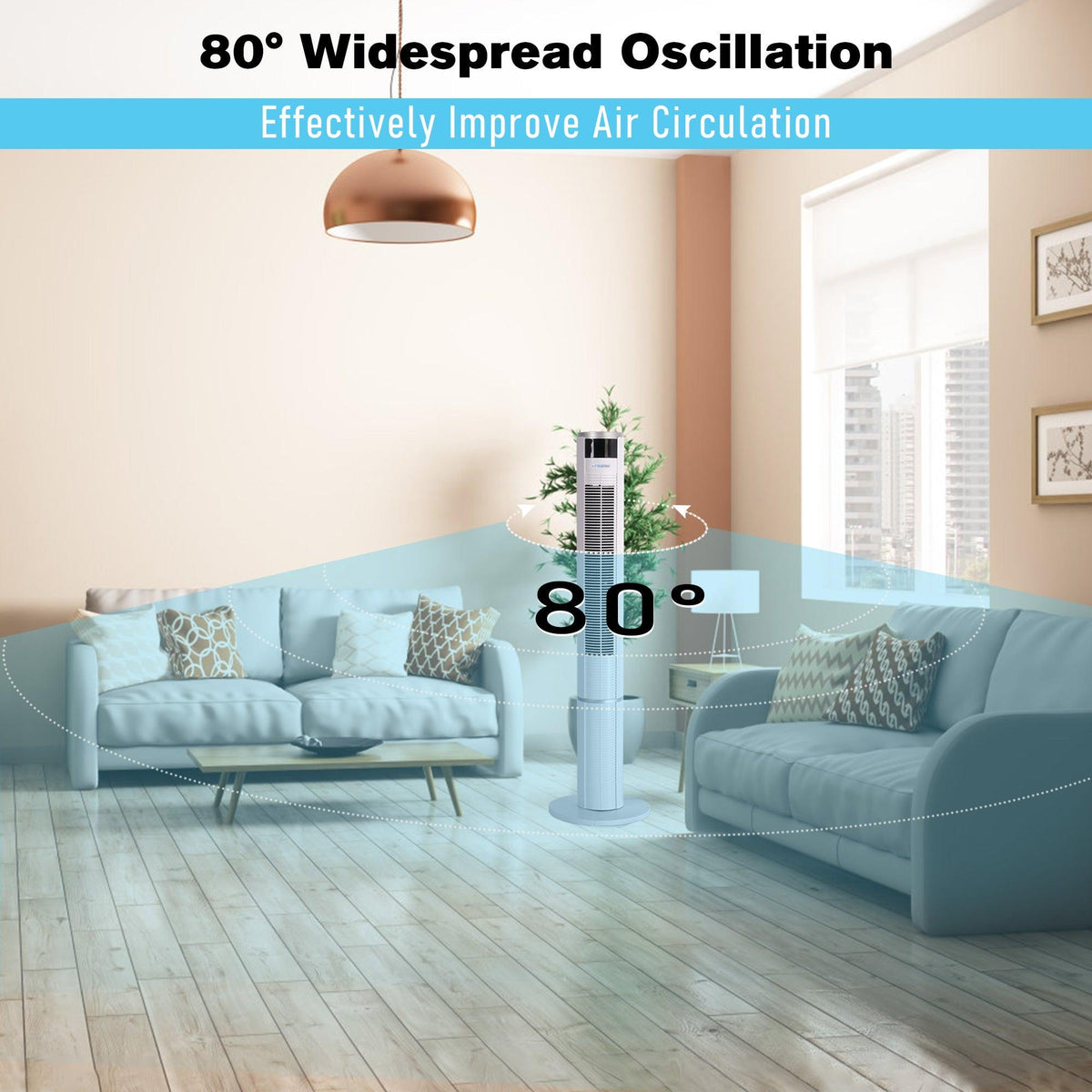 43 Inches Oscillating Tower Fan with Remote Control