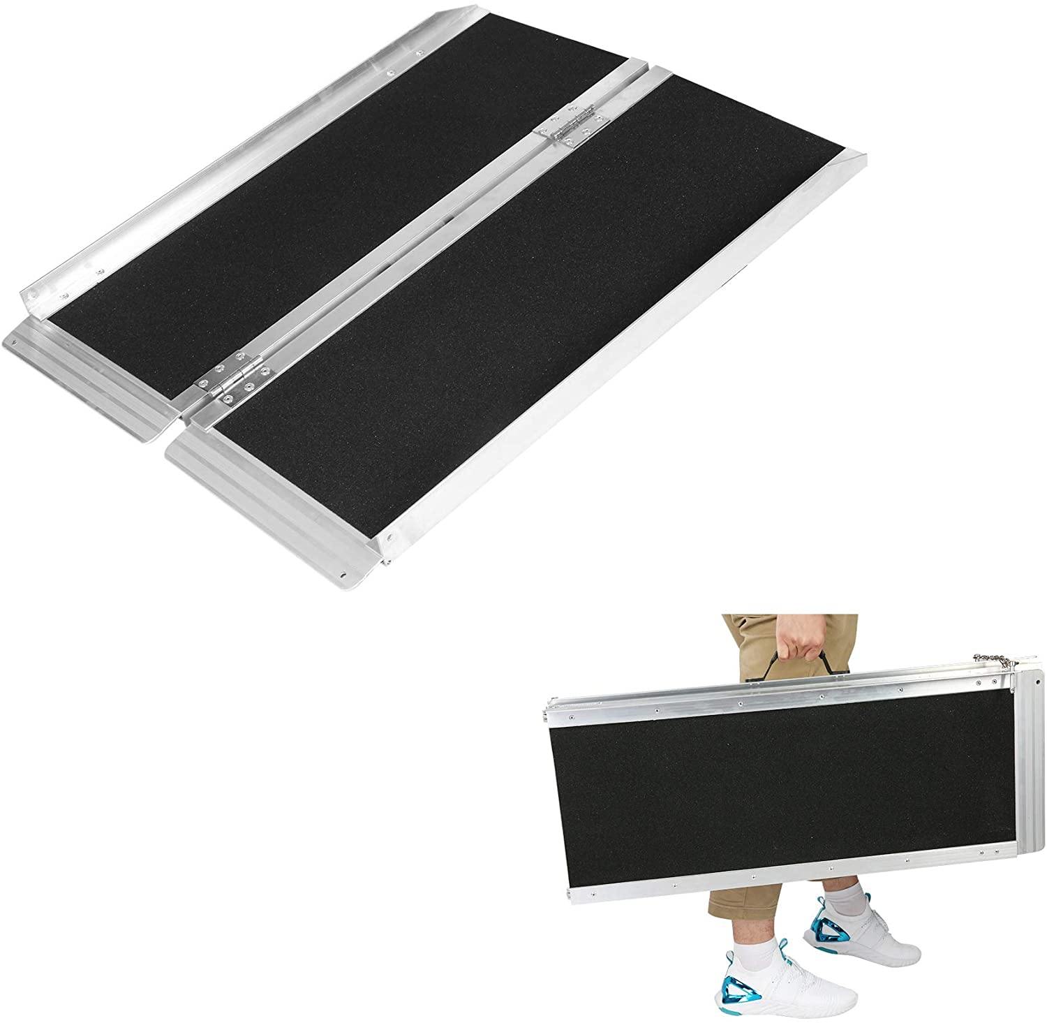 3 ft. Wheelchair Ramp (20LBS), Aluminum Alloy Ramp, Single Fold Portab