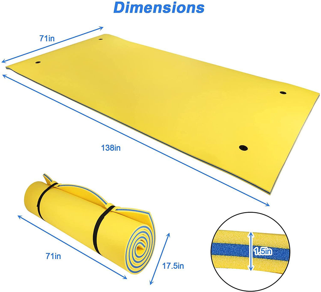 (Out of Stock) 9' x 6' Foam Floating Roll-Up Pool Float Pad 3 Layer Is