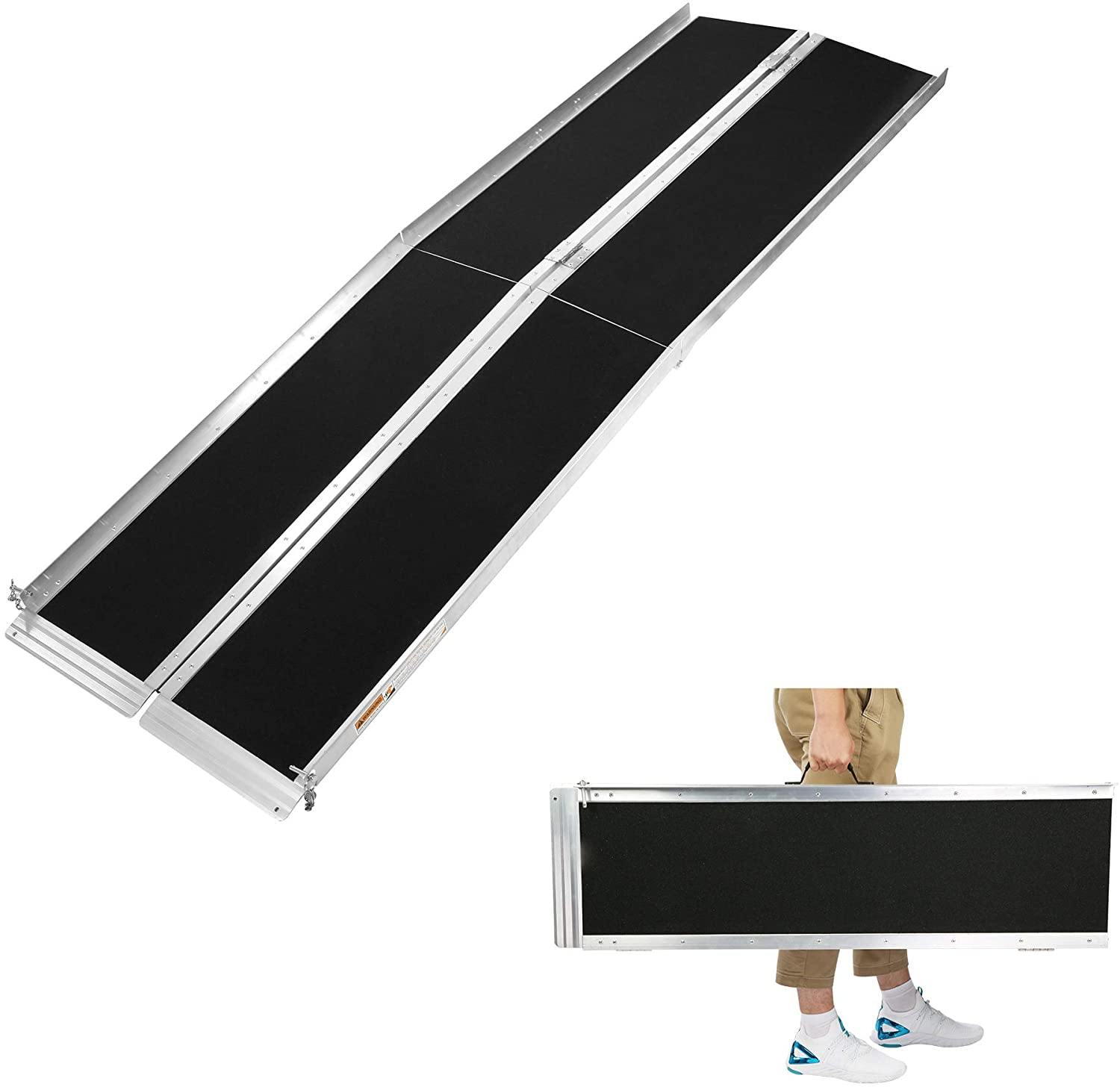 8Ft Ramp For Wheelchair, Multi-fold Wheelchair Ramps, w/Anti-Slip Carp