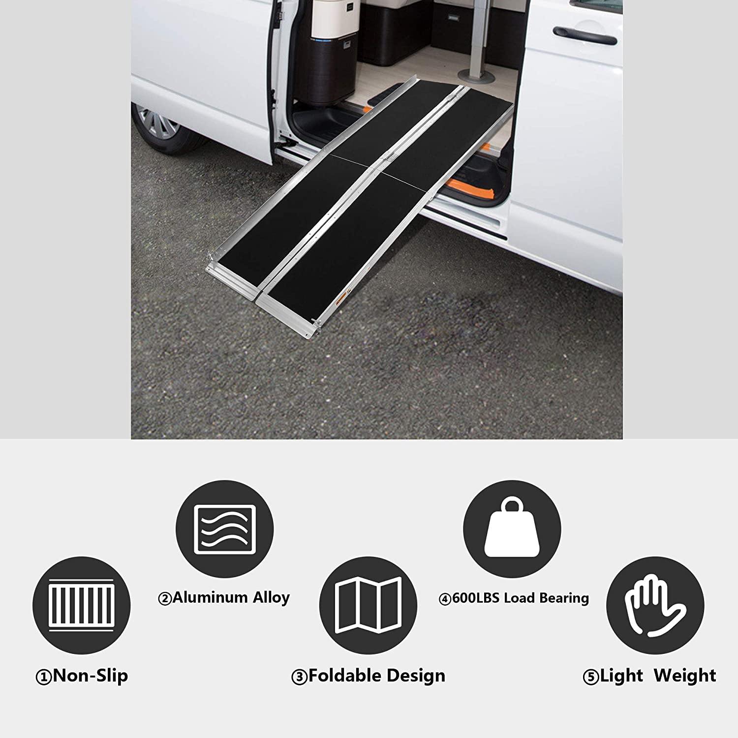 (Out of Stock) 6 ft. Multifold Aluminum Portable Wheelchair Ramp w/ Sl