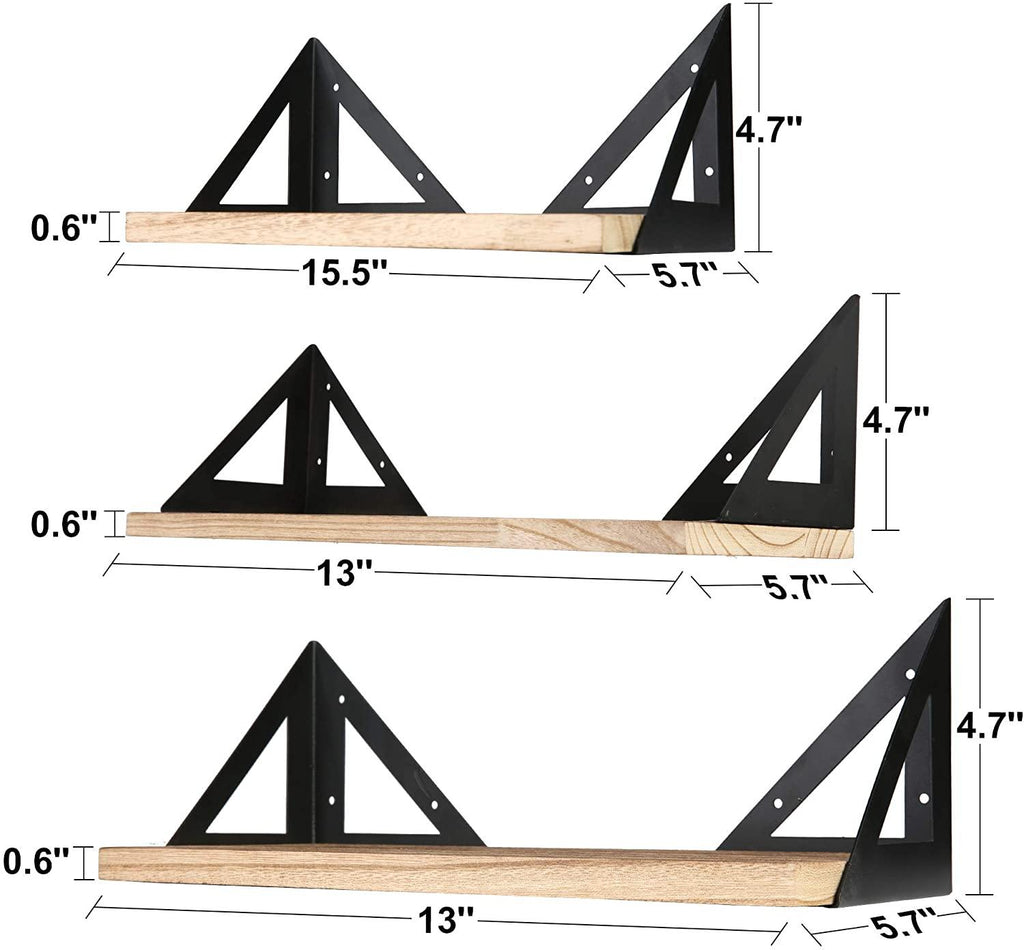 Floating Wall Shelves Rustic Floating Shelf Wall Mounted Set of 3 for ...