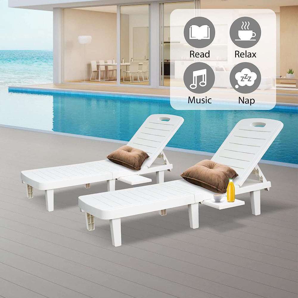 Chaise Lounge Chair Patio Polypropylene Sunbathing Chair with 4 Level