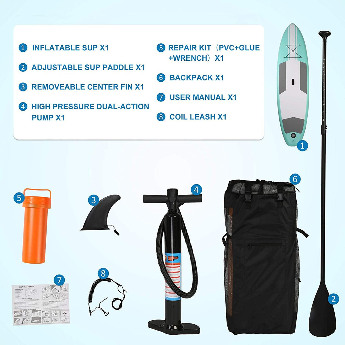 10' Inflatable & Adjustable Stand Up Paddle Board W/ SUP Accessories