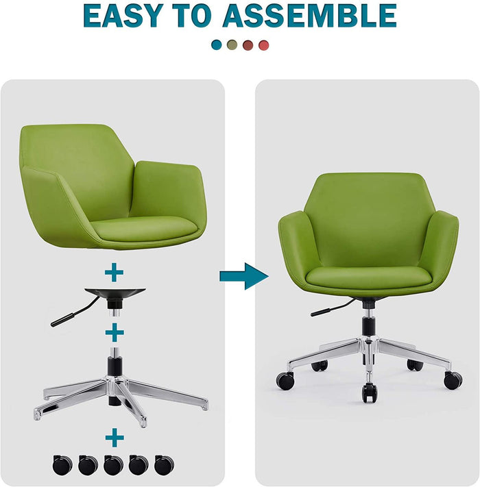 Low Back Swivel Chair PU Leather Adjustable Executive Upholstered Ergo