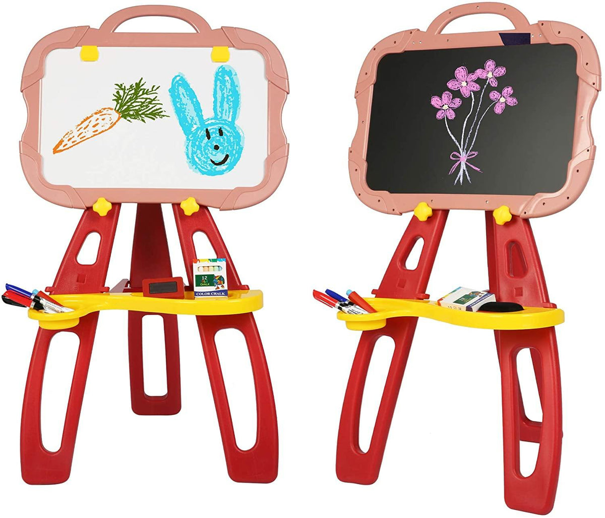 Standing Easel Board For Kids, 3 in 1 Dry Erase White Board, Magnetic ...