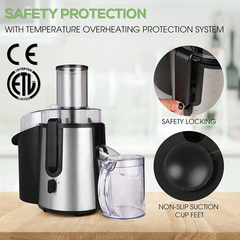 850W Electric Wide Mouth Centrifugal Juice Extractor, 2 Speed Electric ...