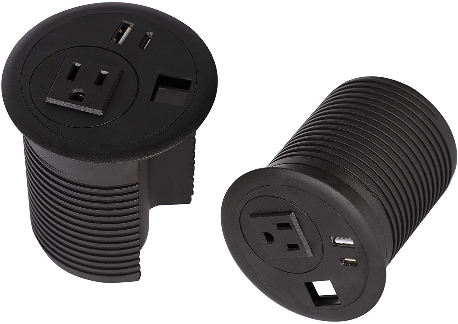 Desktop Power Grommet Outlet with USB, Recessed Power Strip with AC Ou