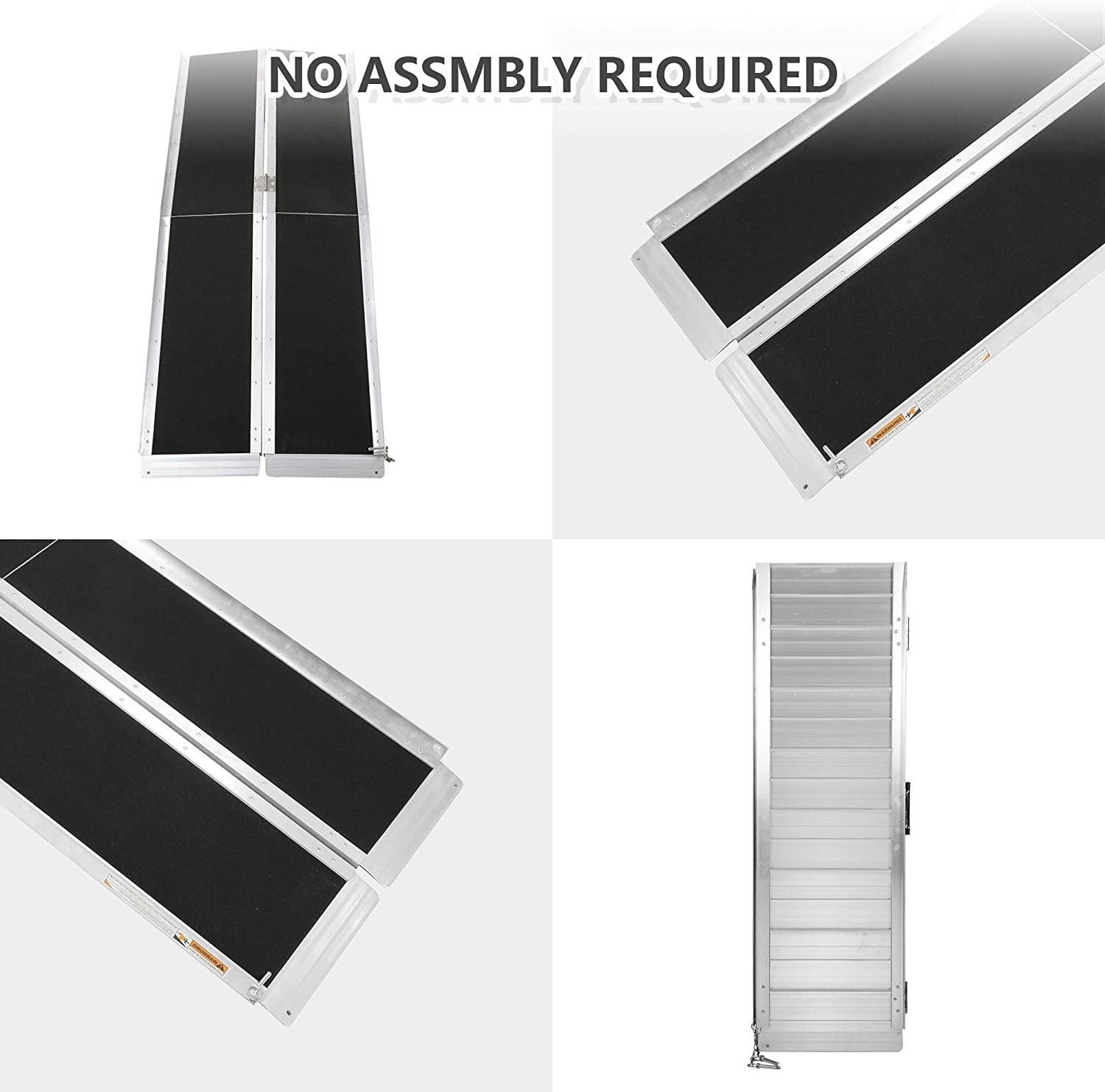 8Ft Ramp For Wheelchair, Multi-fold Wheelchair Ramps, w/Anti-Slip Carp